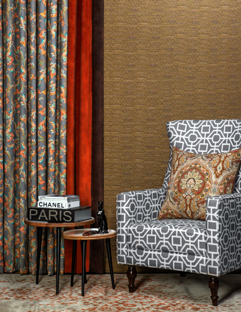 An eclectic collection of fabrics with trendy prints and lustrous feels ...
