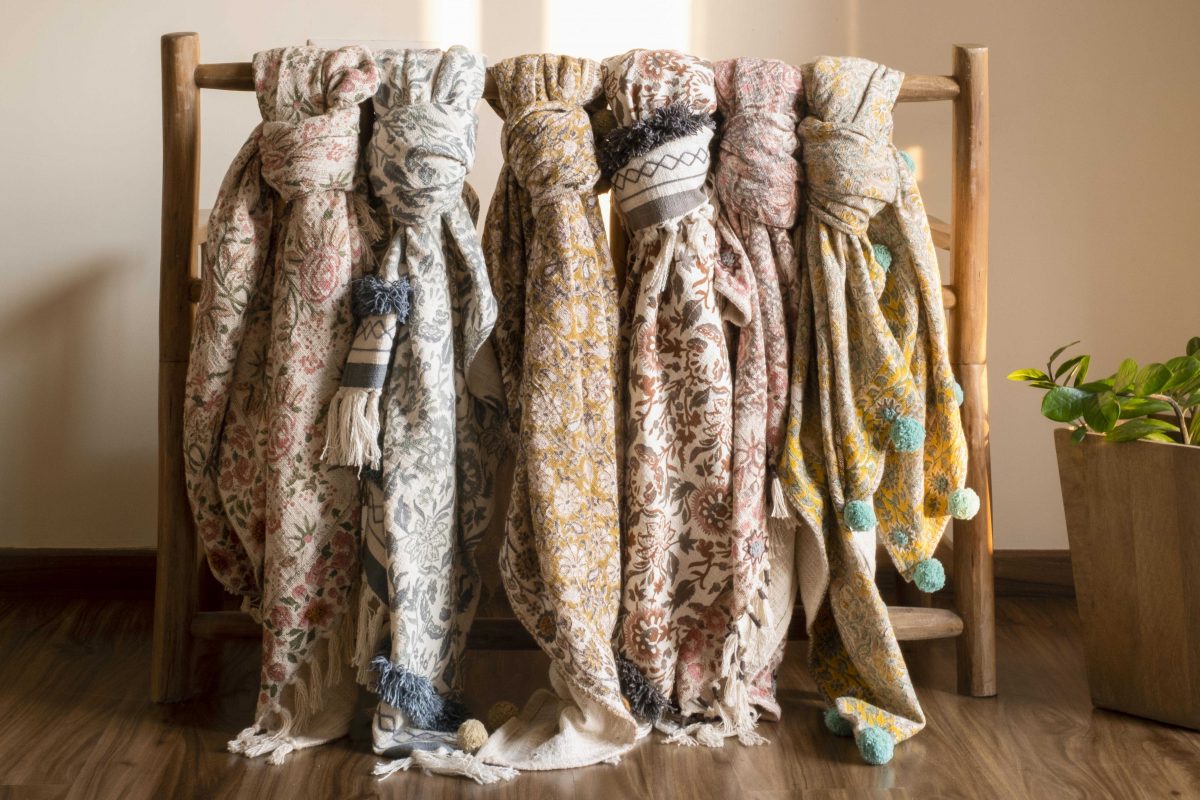 These block-printed throws will add a dash of warmth to nooks ...
