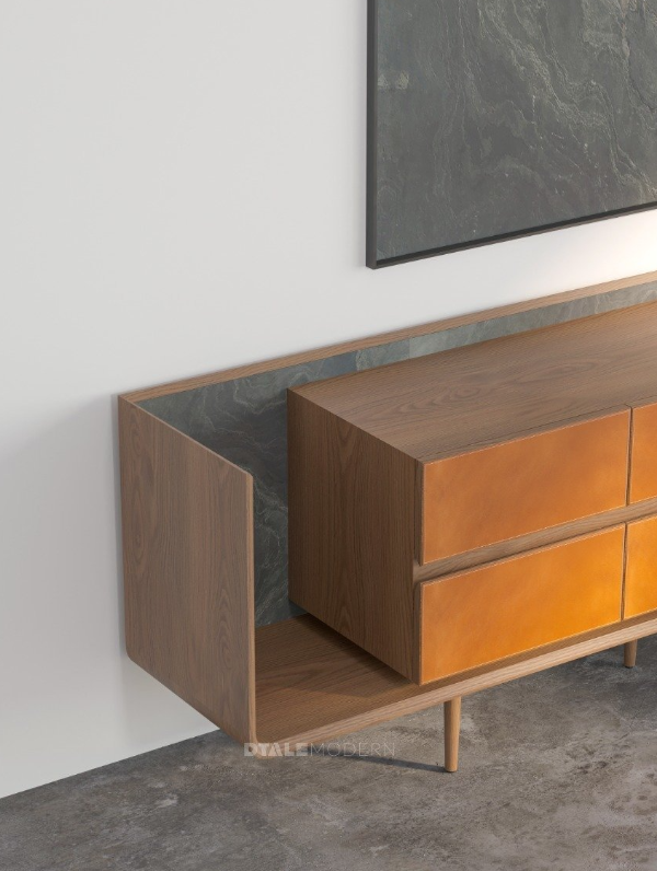 Keep a sleek look with the wrap-around feature of this console table ...