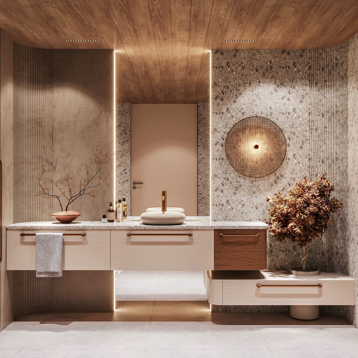 Elevate your modern living spaces with this vanity that features ...