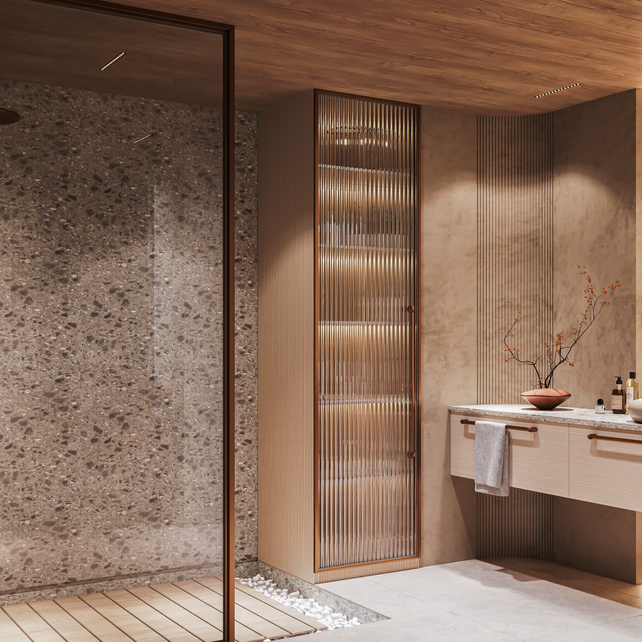 Elevate your modern living spaces with this vanity that features ...