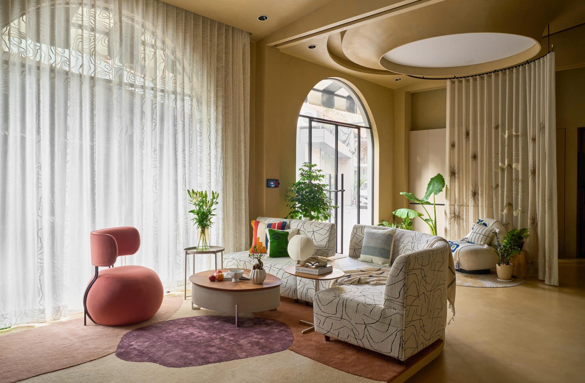 Get draped in nature-inspired minimalism at this immersive fabric ...